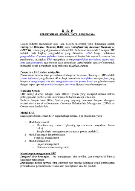 Enterprise Resource Planning | PDF