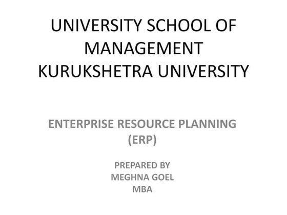 Enterprise Resource Planning - ERP | PPTX