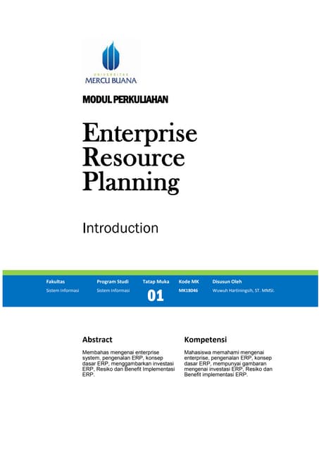 Enterprise Resource Planning | PDF