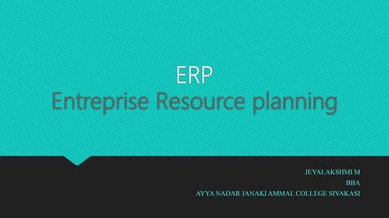 Enterprise Resource Planning(ERP) | PPT | Computing | Technology & Computing