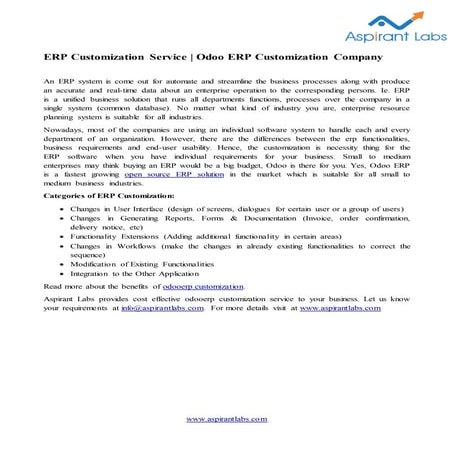 Erp Customization Service Odoo Erp Customization Company Pdf