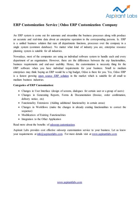 Erp Customization Service Odoo Erp Customization Company Pdf