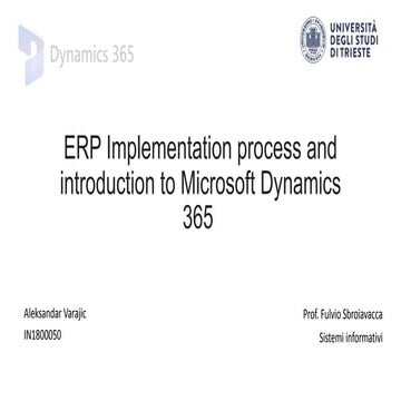 Erp implementation process and introduction to dynamics 365 | PPT
