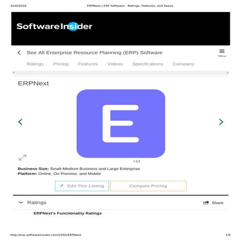 Erp next erp software - ratings, features, and specs | PDF