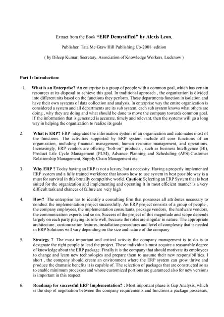 Erp Notes Pdf