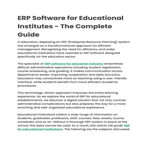 Best ERP Software for Educational Institutes | Education ERP | PDF