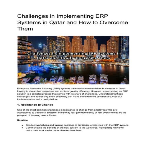 Challenges in Implementing ERP Systems in Qatar and How to Overcome Them | PDF