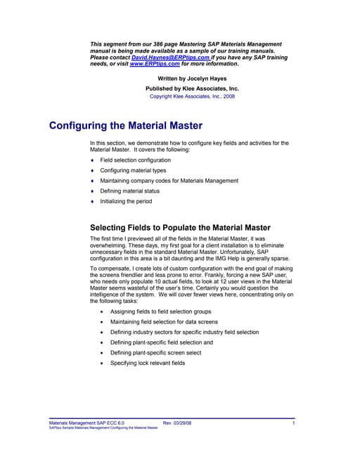 SAP MM Material Master with Configurations | PPTX