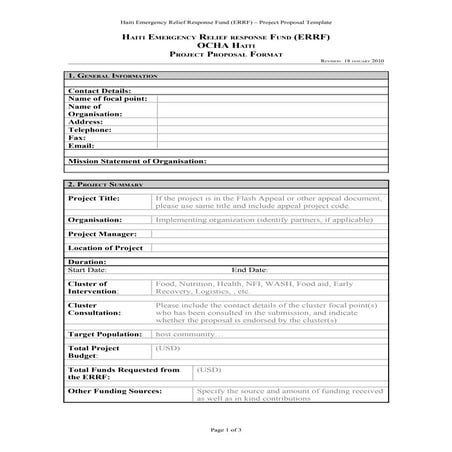 Errf haiti project proposal format | PDF