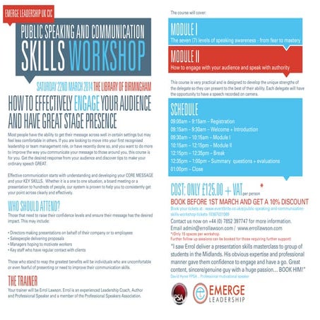 Public Speaking and Communication Skills Workshop | PDF | Business ...
