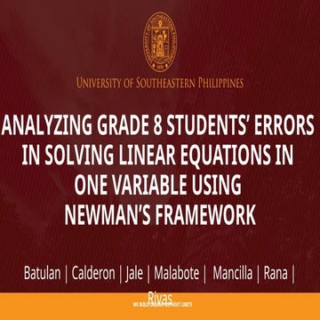 Analyzing Grade 8 Students’ Errors in Solving Linear Equations Using ...