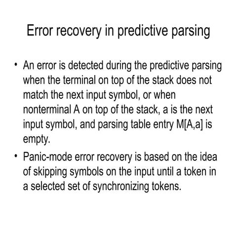 Panic-mode error recovery, Error-recovery (updated) | PPT