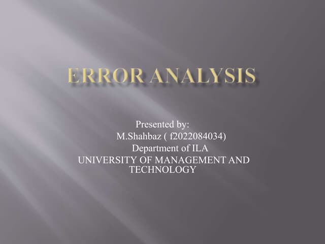 Types And Steps In Error Analysis Ppt