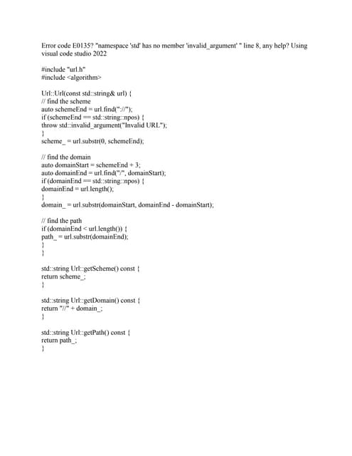 Error Code E0135 Namespace Std Has No Member Invalidargument Docx 8994
