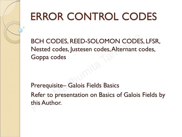 Error Control Coding Bch Reed Solomon Etc Pdf Programming Languages Computing