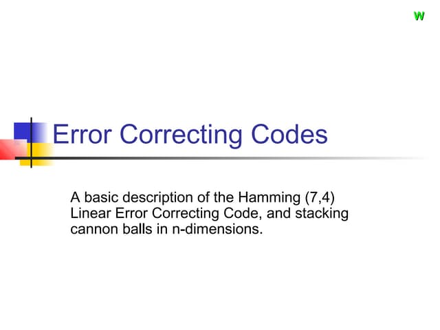 Error Correcting Codes Ppt 5476