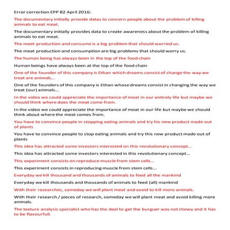 Error correction epp b2 april 2016 | DOCX