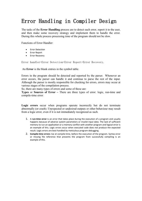 Error Detection & Recovery | PPTX