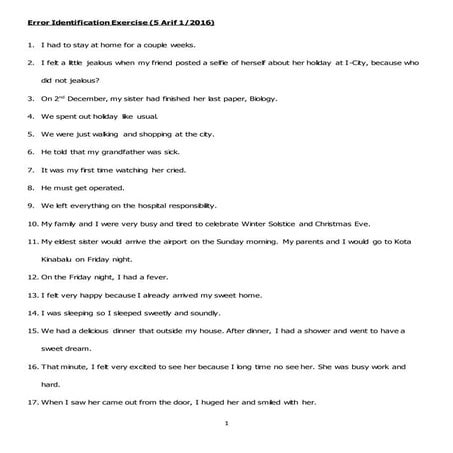 Error identification exercise (5 a1) | DOCX