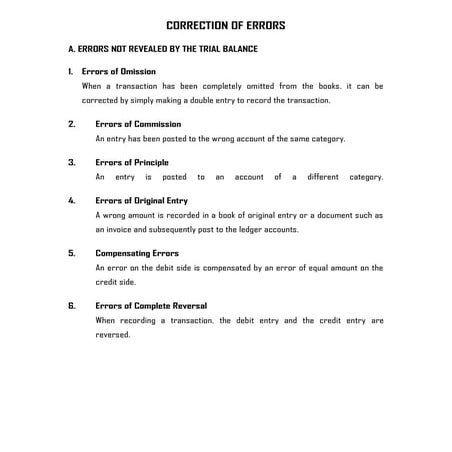 Errors not revealed by a trial balance (1) | DOCX