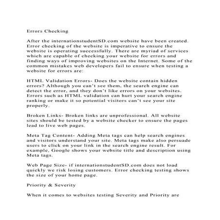 Errors CheckingAfter the internationstudentSD.com website have.docx