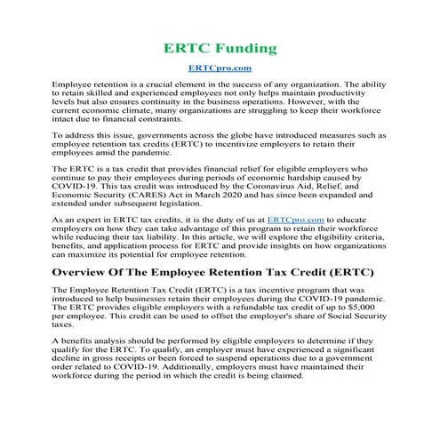 ERTC Funding | PDF