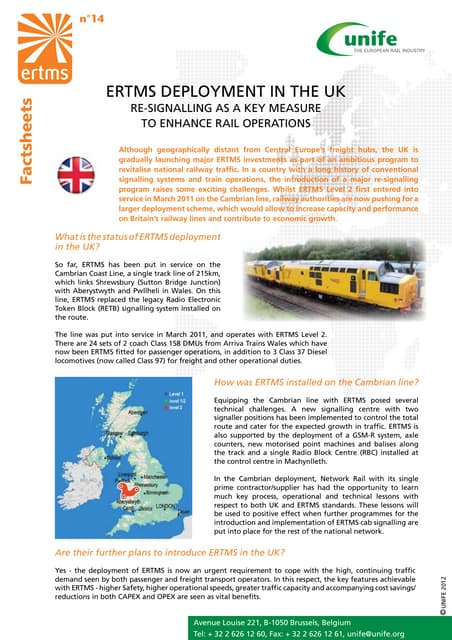 ERTMS Fact Sheet 3 - ERTMS levels | PDF