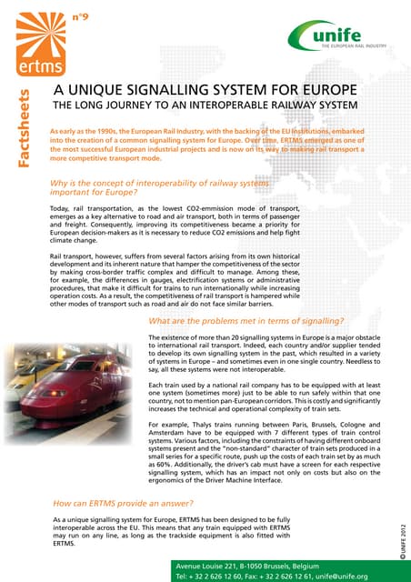 ERTMS Fact Sheet 10 - Increasing infrastructure capacity | PDF