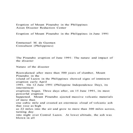 Mount pinatubo case study | DOCX