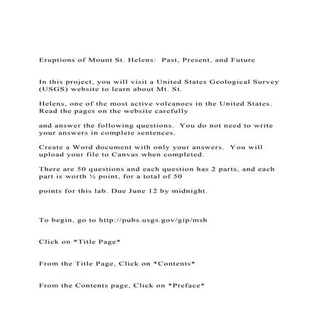 Eruptions of Mount St. Helens Past, Present, and Future .docx