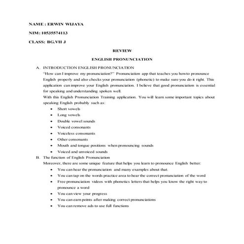 ENGLISH PRONUNCIATION | DOCX