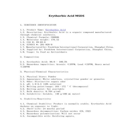 Erythorbic acid msds | PDF