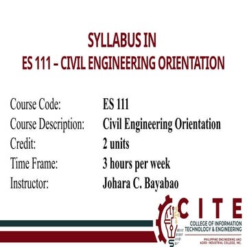 ES 111 Course Syllabus.powerpoitn presentation | PPTX