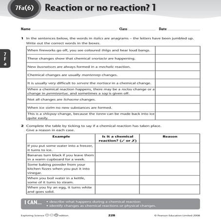 Physical and Chemical Reactions Task 1 | PDF