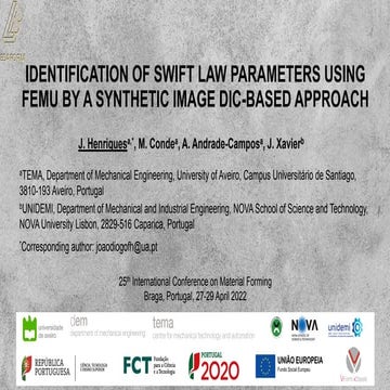 IDENTIFICATION OF SWIFT LAW PARAMETERS USING FEMU BY A SYNTHETIC IMAGE ...