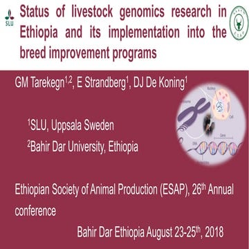 Status of livestock genomics research in Ethiopia and its implementation into the breed ...
