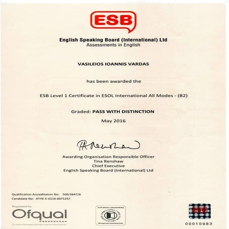 Esb (b2) certification | PDF