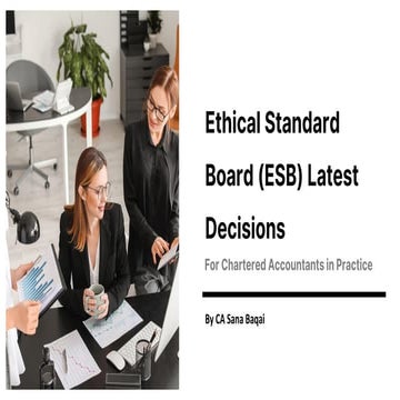 Latest Decisions of Ethical Standard Board (ESB) of ICAI | PDF