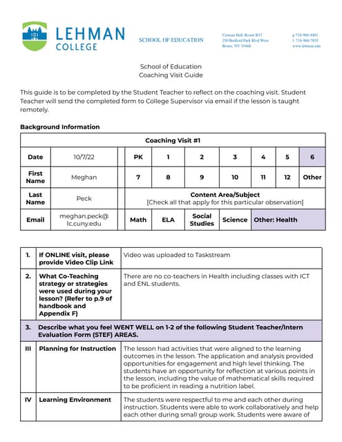 Student placement feedback_document | PDF