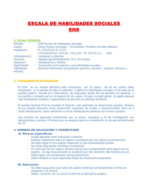 Lista de evaluación de habilidades sociales | PDF