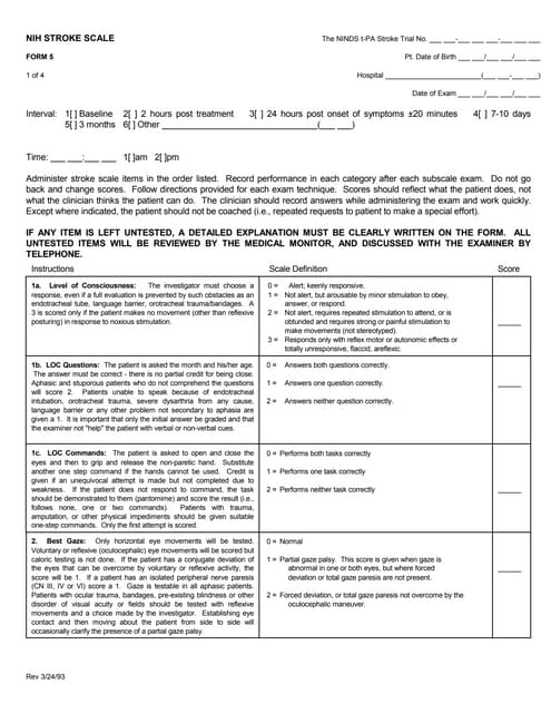 NIH Stroke Scale | PDF | First Aid | Injuries