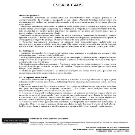 Escala-CARS-1.pdf teste para crianças com autismo | PDF