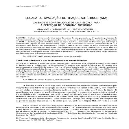 Cars escala-de-classificacao-de-autismo-na-infancia | PDF