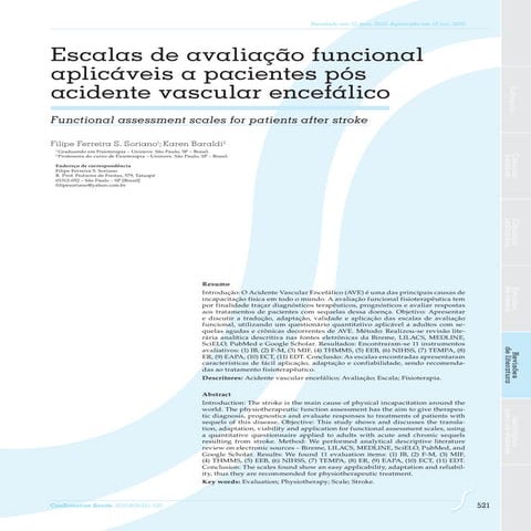 Escalas funcionais avc | PDF