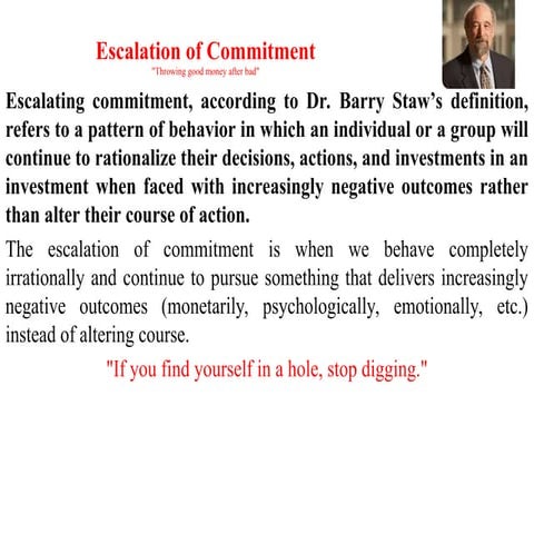 cognitive bias: Escalation of Commitment | PPT