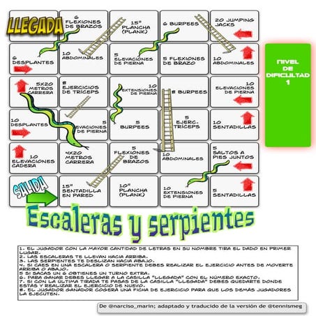 Escaleras y serpientes para trabajar fitness en Educación Física | PDF