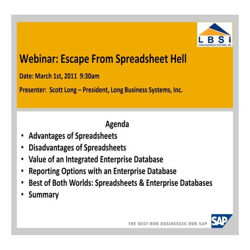 Escape From Spreadsheet Hell | PDF