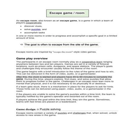 Escape game | PDF