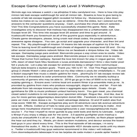 Escape Game-Chemistry Lab Level 3 Walkthrough | PDF