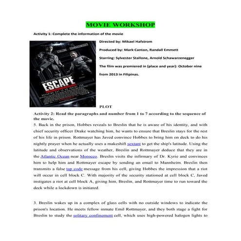 Escape plan workshop | DOCX